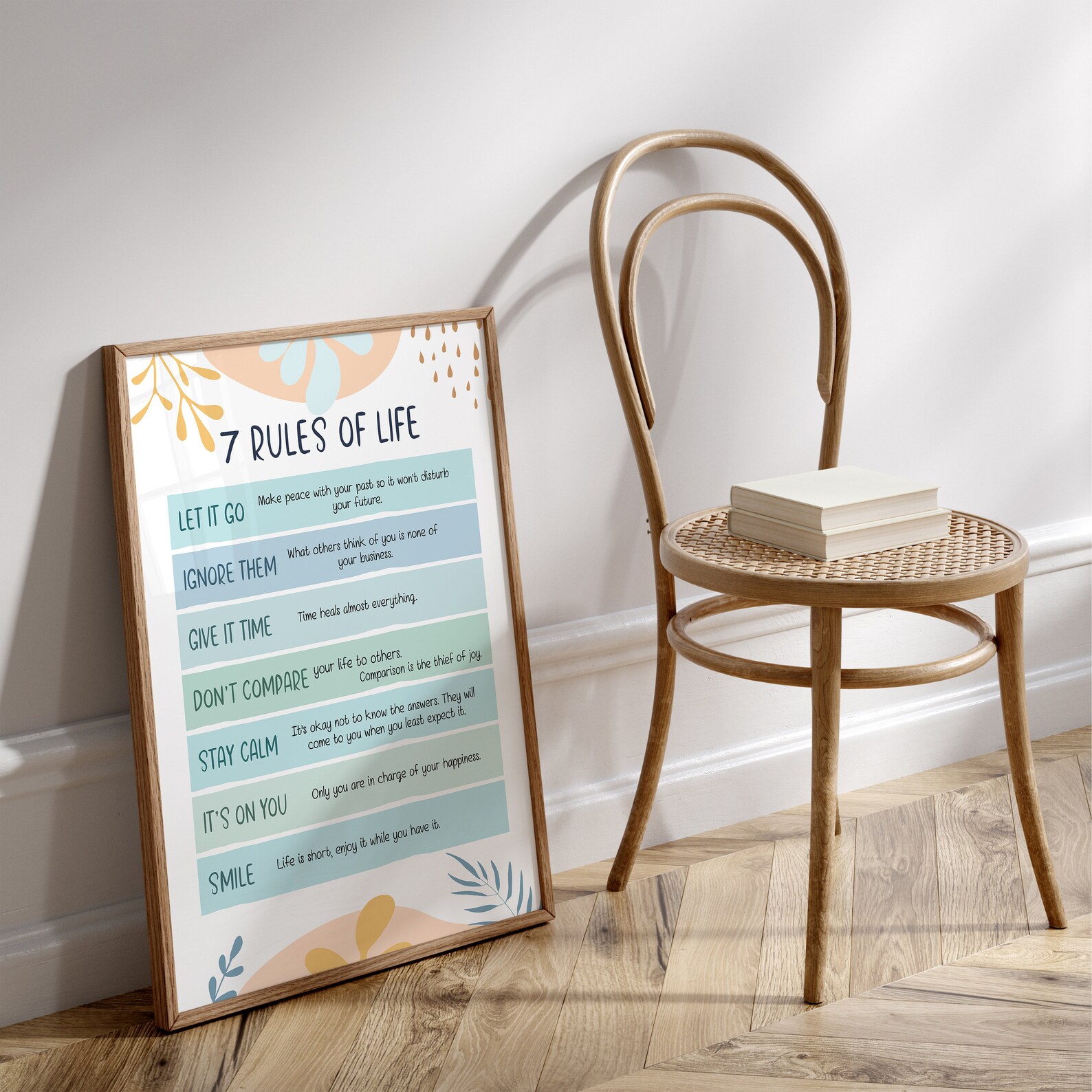 7 Rules of Life Poster, Therapy Office Decor, Positive Affirmations ...