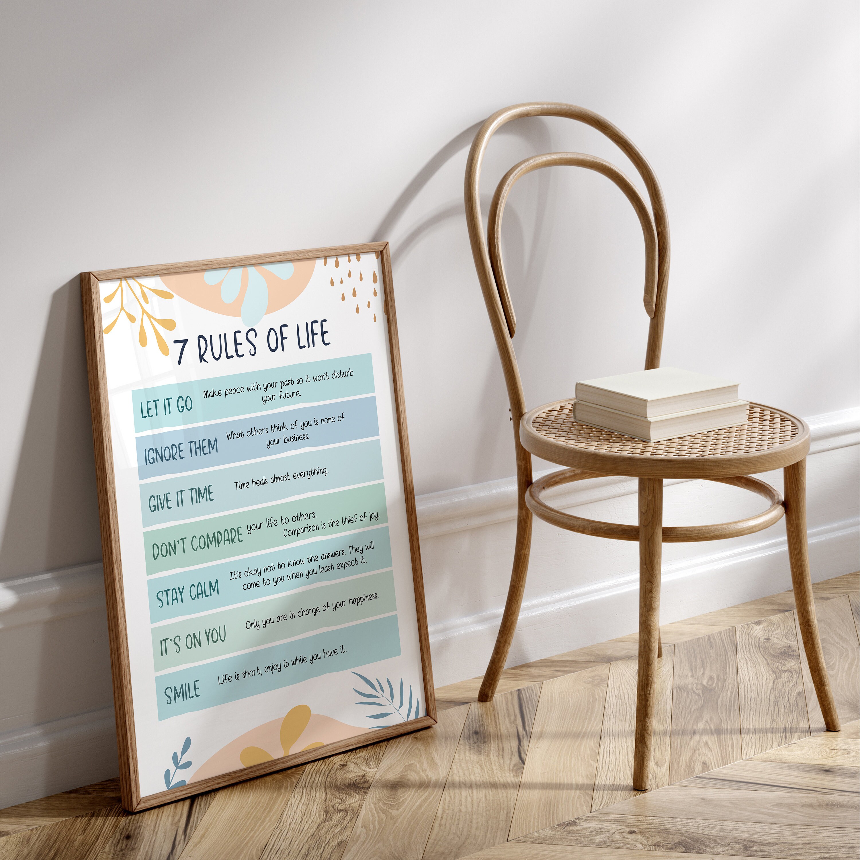 7 Rules of Life Poster, Therapy Office Decor, Positive Affirmations ...