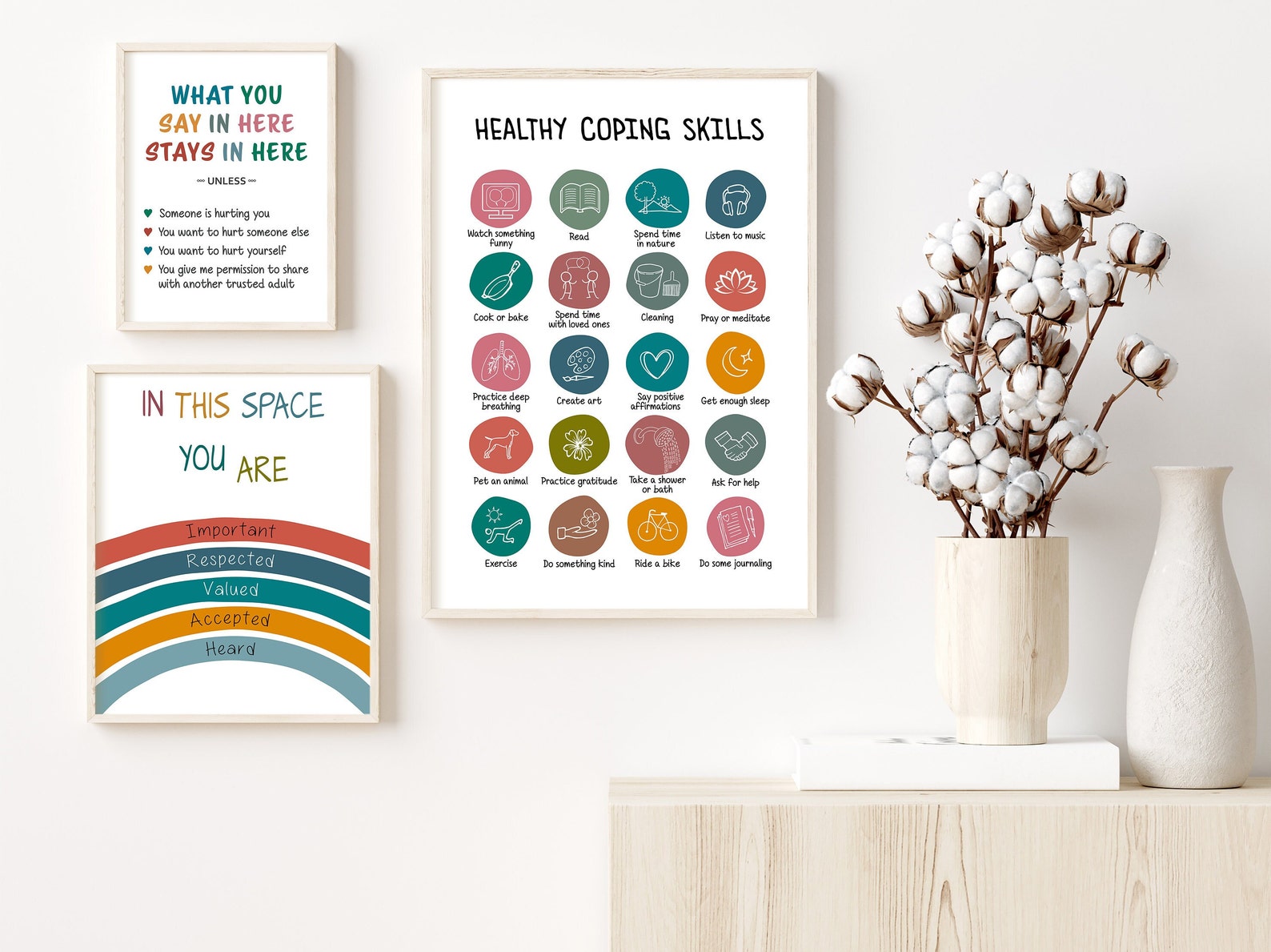 Set of 20 Prints for Therapy Office, Mental Health Poster Bundle ...