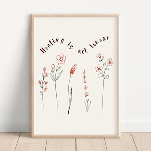 Healing is Not Linear Poster, Mental Health Digital Print, Self Help ...