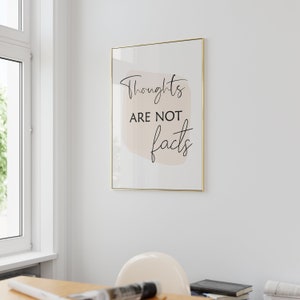 Thoughts Are Not Facts Poster, Mental Health Wall Art, Therapy Office ...