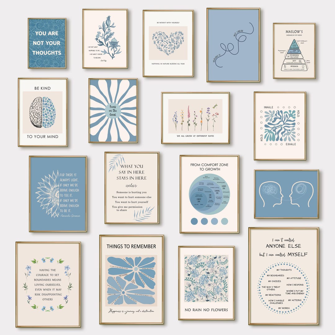 25 Mental Health Posters for Therapy Office, Set of Psychology Prints ...