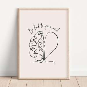 Be Kind to Your Mind, Mental Health Poster Black, Therapy Office Decor ...