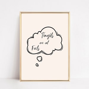 Thoughts Are Not Facts, Mental Health Wall Art, Therapy Office Decor ...