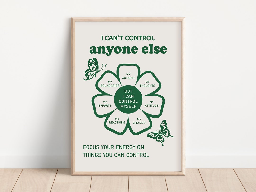 Things I Can Control, Mental Health Poster, Retro Green Therapy Office ...