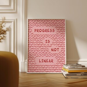 Progress is Not Linear, Mental Health Wall Art, Positive Thinking ...