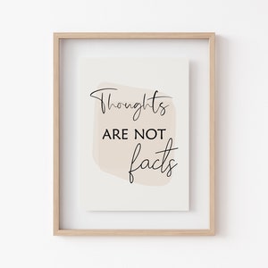 Thoughts Are Not Facts Poster, Mental Health Wall Art, Therapy Office ...