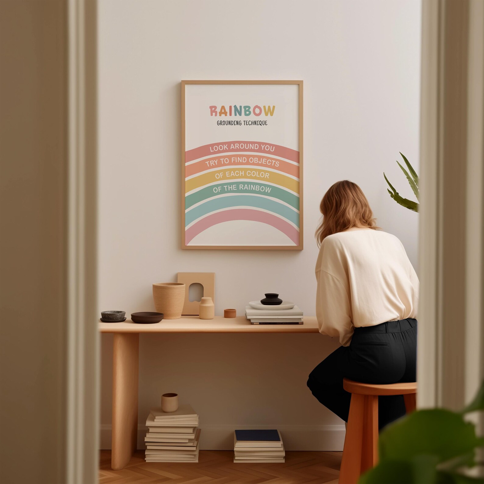 Rainbow Technique Poster, Anxiety Grounding, Mental Health, Calm Down ...