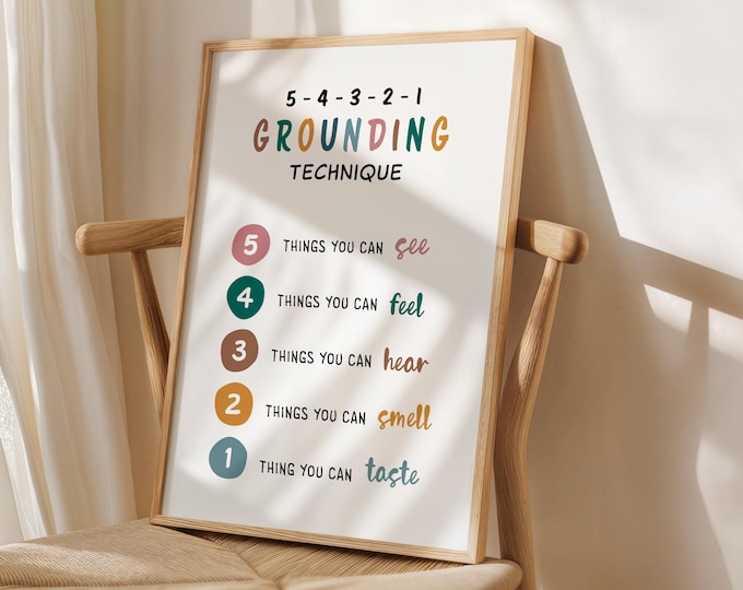 Grounding Techniques Poster to Help With Anxiety, Grounding Exercises ...