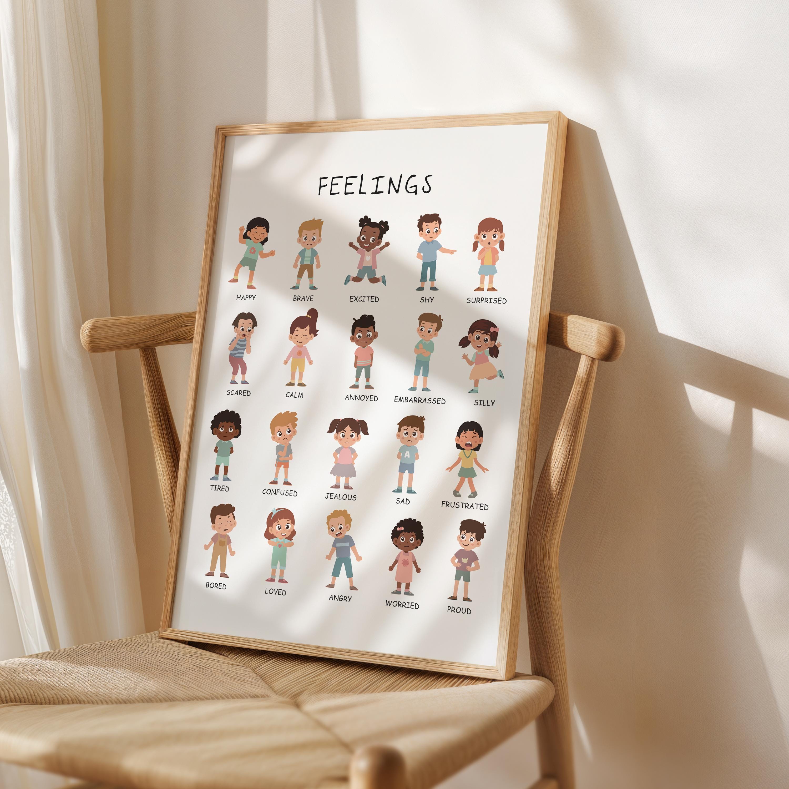 Feelings Chart For Kids It's Okay To Feel, Feelings Chart Poster, My ...