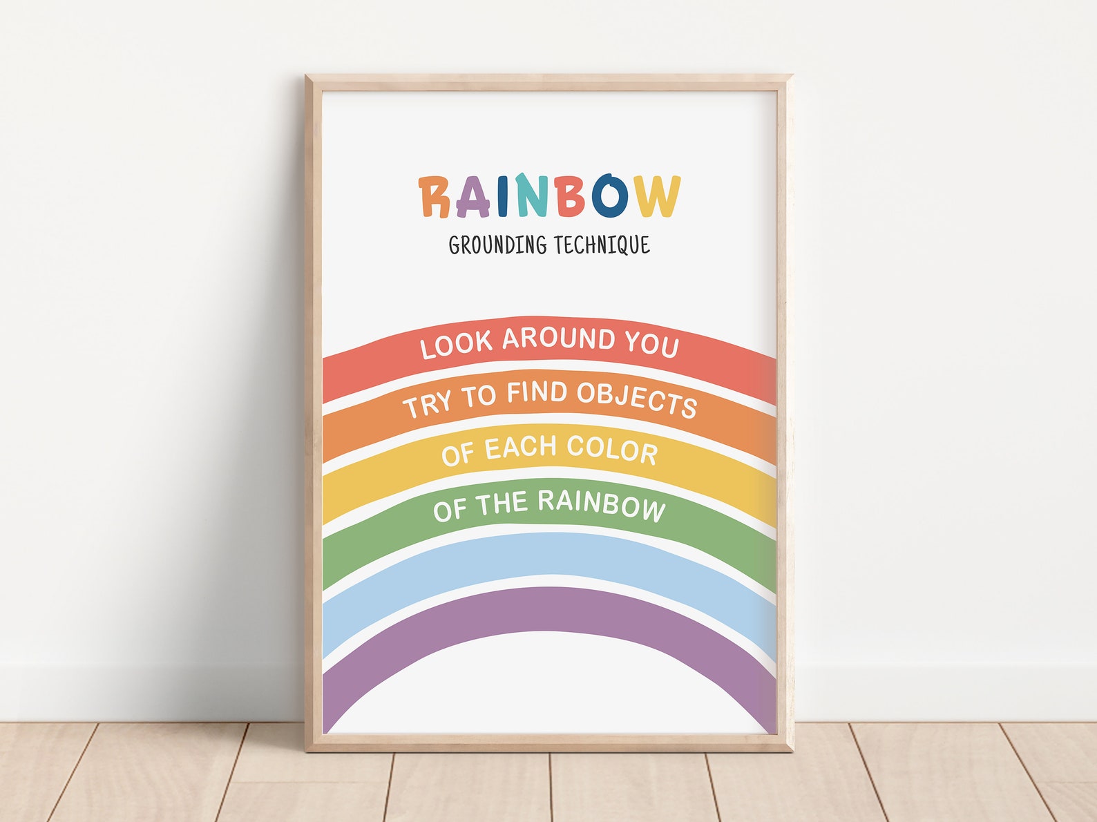 Grounding Technique Rainbow, Anxiety Grounding Poster, Mental Health ...