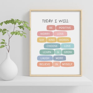 Affirmations Poster, Mental Health Print, Therapy Office Decor ...