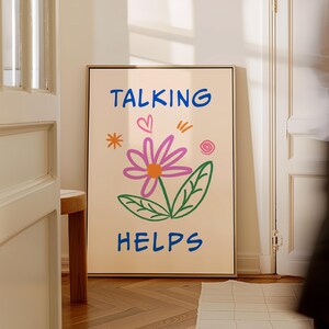 Talking Helps Poster, Therapy Office Decor, Mental Health Wall Art ...