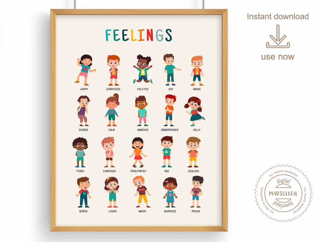 Feelings Poster Emotions Chart Therapy Office Decor - Etsy