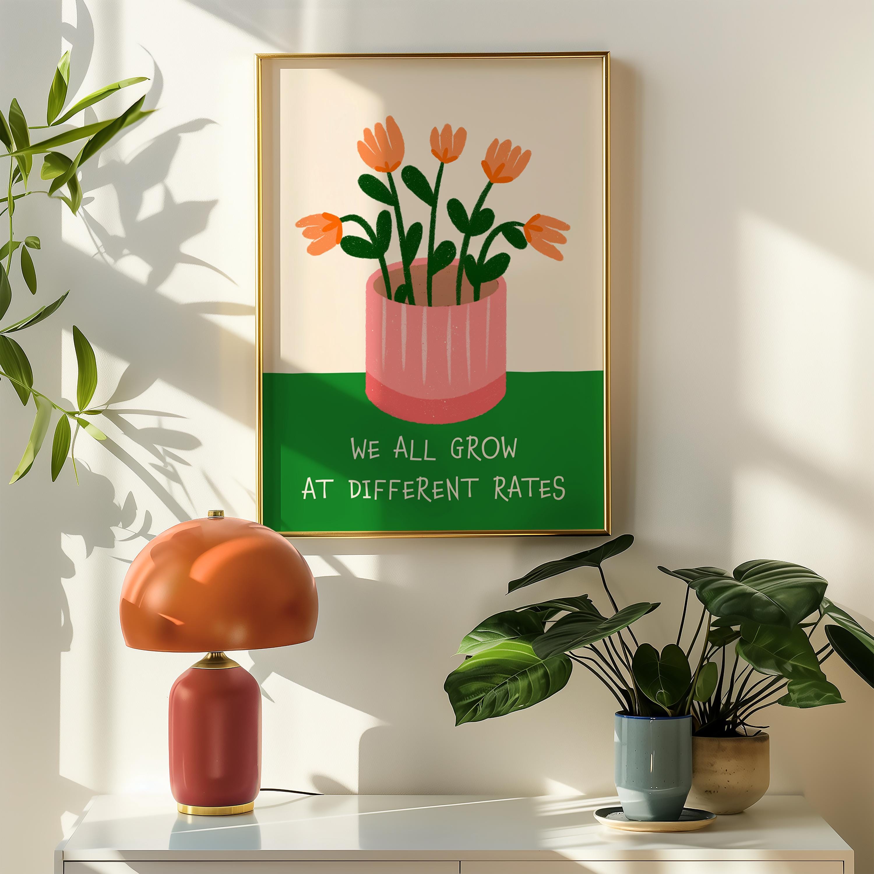 We All Grow at Different Rates, Mental Health Wall Art, Therapy Office ...