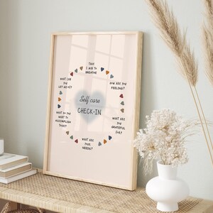 Self Care Check in Printable, Mental Health Poster, Therapy Office ...