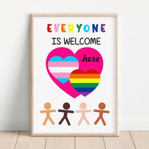 Everyone is Welcome Here Poster, Classroom Decor, Diversity, Inclusion ...
