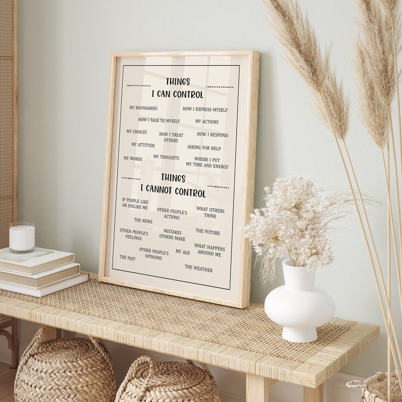 Things I Can and Cannot Control Poster, Mental Health Prints, Therapy ...