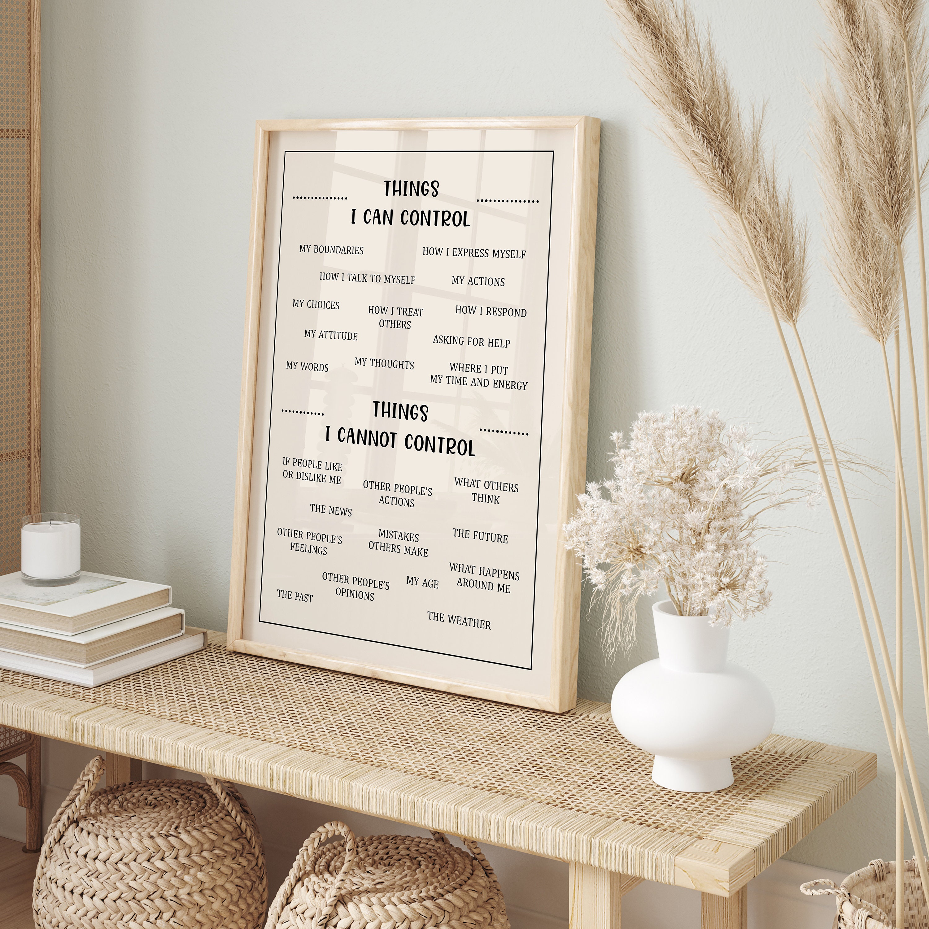 Things I Can and Cannot Control Poster, Mental Health Prints, Therapy ...
