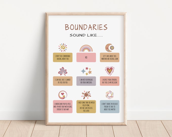 Boundaries Sound Like... Boho Rainbow Classroom/office Poster PDF Print ...