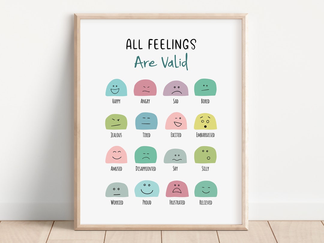 All Feelings Are Valid, Therapy Office Decor, Psychology Art, Emotions ...