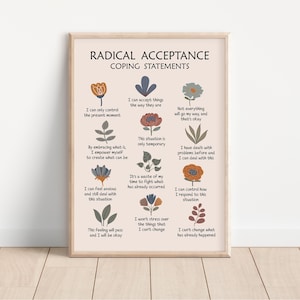 Radical Acceptance Coping Statements Printable, DBT Poster for Therapy ...