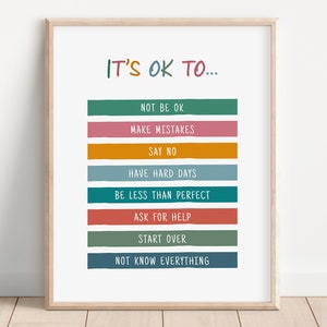 It’s OK to Poster, Mental Health, It’s Okay Art Print, Its OK to Not Be ...
