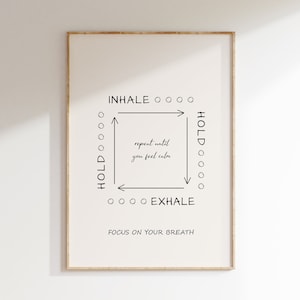 Mindful Breathing Poster, Grounding Exercises, Box Breathing Technique ...