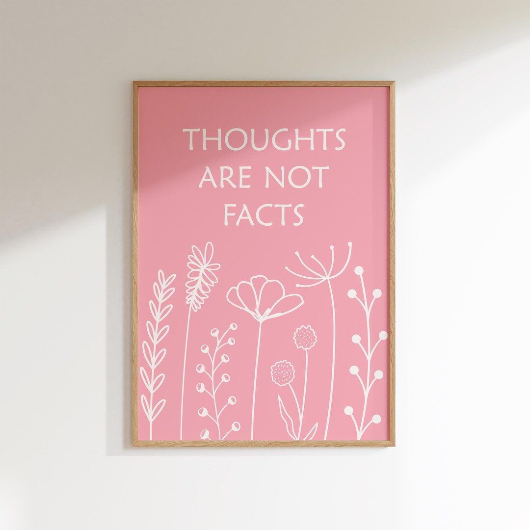 Thoughts Are Not Facts, Mental Health Poster, Inspirational Wall Art ...