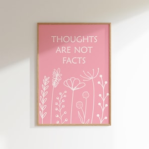 Thoughts Are Not Facts, Mental Health Poster, Inspirational Wall Art ...
