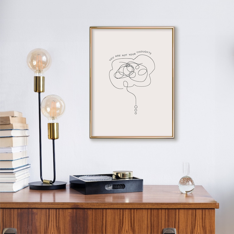 You Are Not Your Thoughts Printable, Mental Health Art Print Black ...