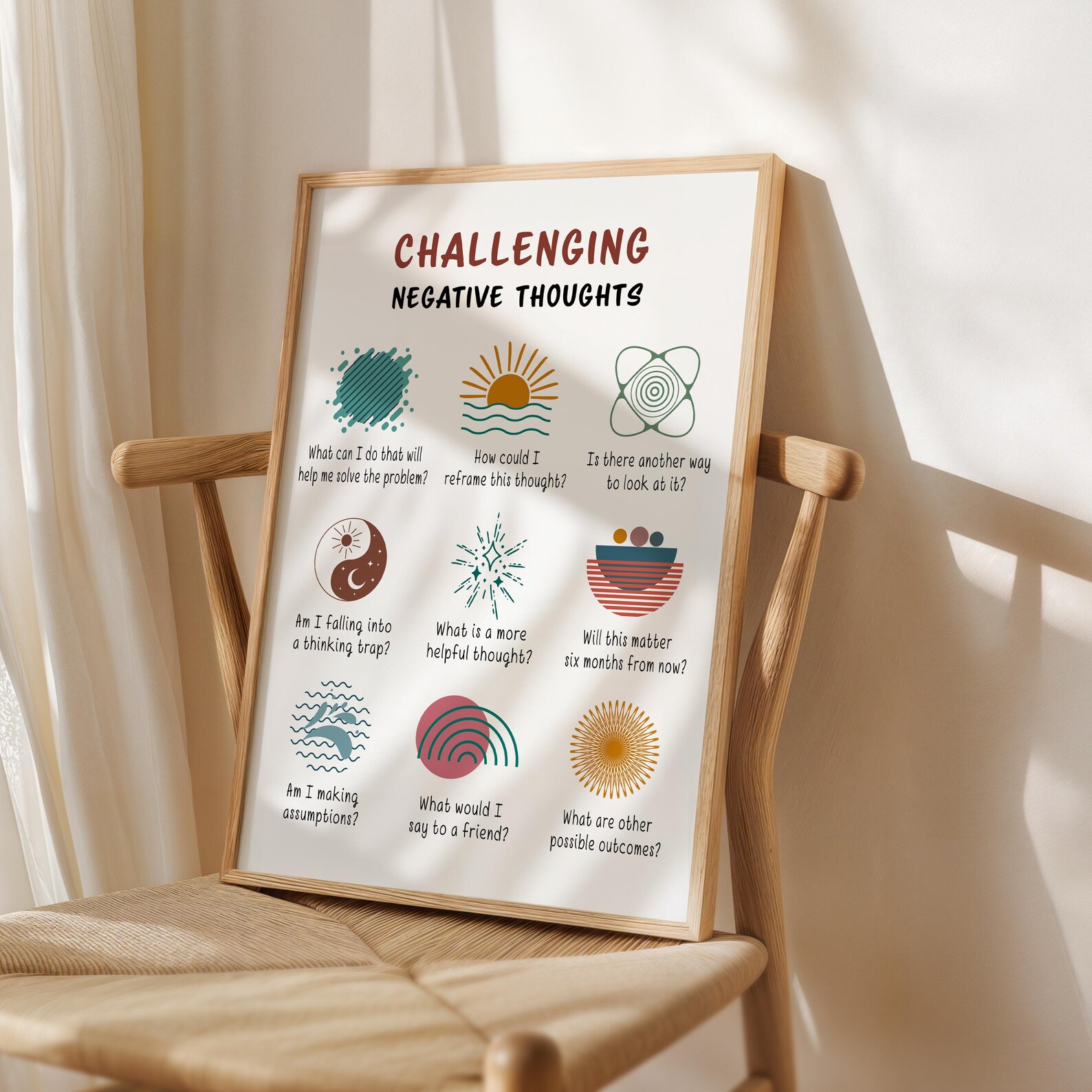 Challenging Negative Thoughts Poster, Mental Health, Ways to Stay Calm ...