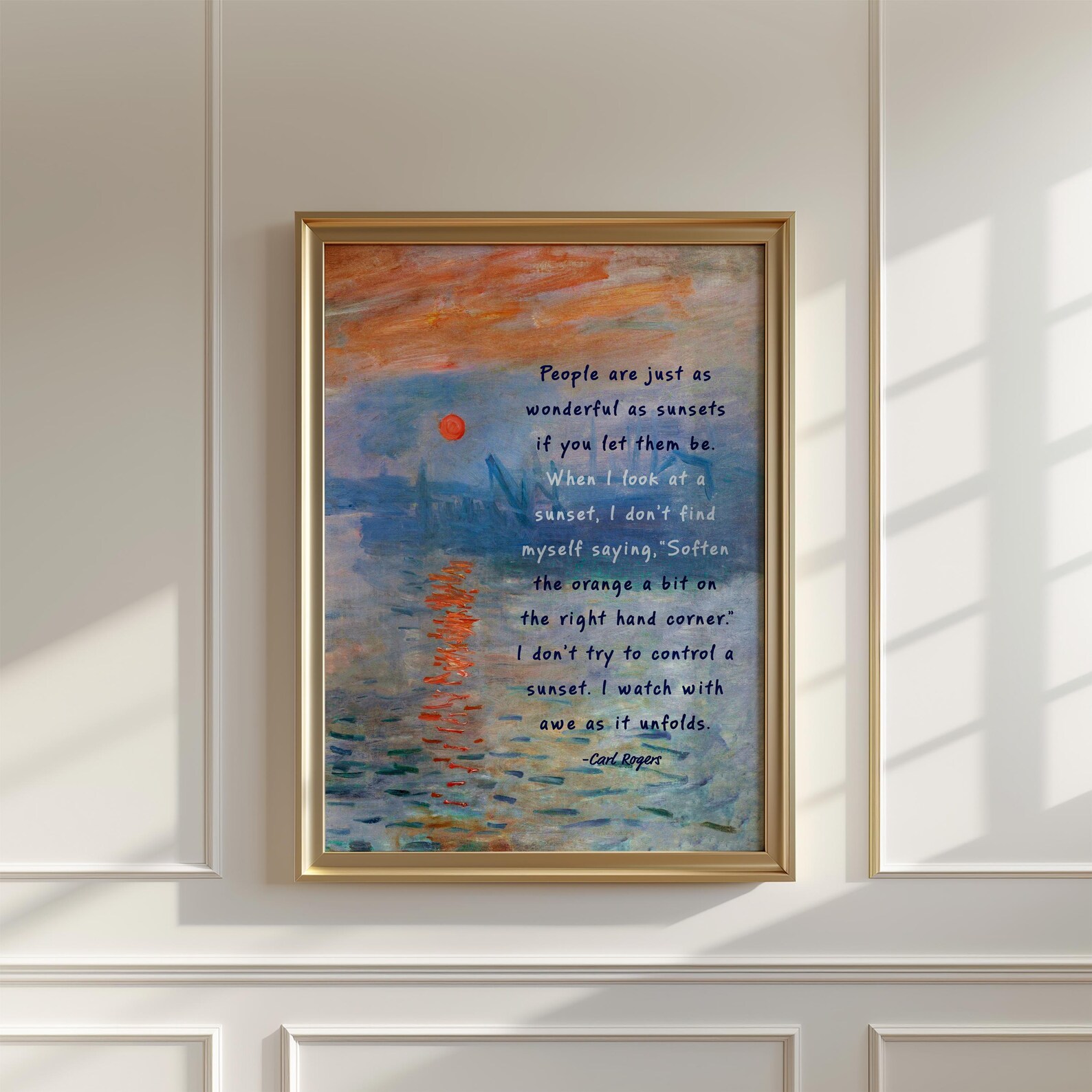Carl Rogers Sunset Quote, Mental Health Wall Art, Mental Health Quotes ...