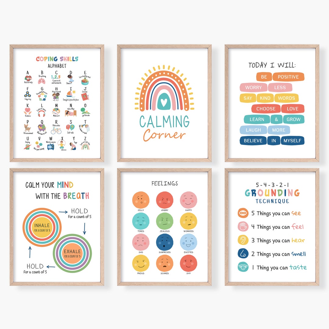 Calming Corner, Set of 6 Psychology Prints, Classroom Bundle, Kids ...