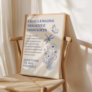 Challenging Negative Thoughts Printable, Mental Health Art Print ...