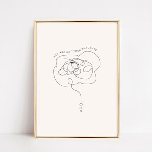 You Are Not Your Thoughts Printable, Mental Health Art Print Black ...