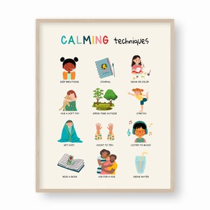 Calming Techniques and Feelings Posters, Set of Playroom Prints ...