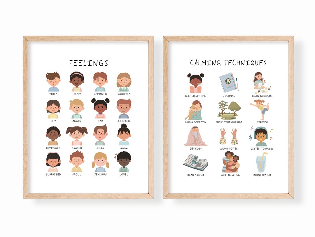 Feelings Poster Emotions Chart for Kids Calming Techniques - Etsy