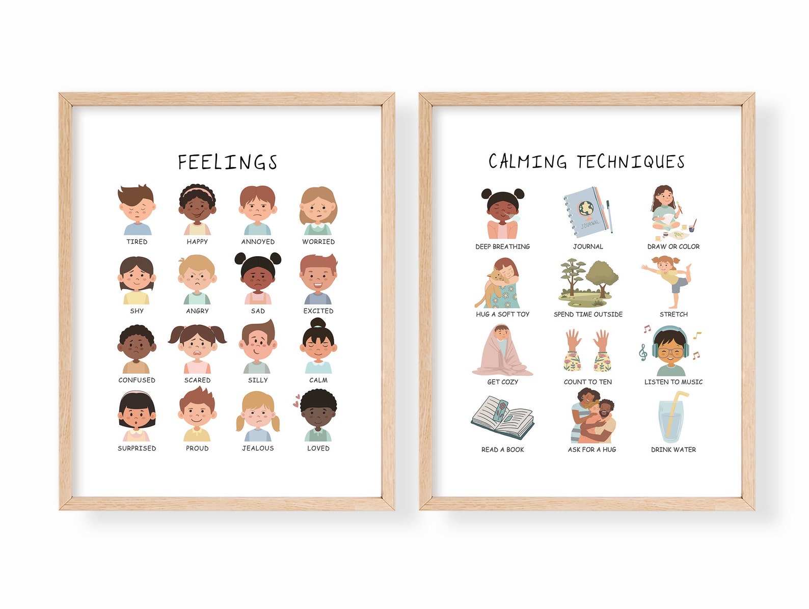 Feelings Poster Emotions Chart for Kids Calming Techniques - Etsy