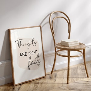 Thoughts Are Not Facts Poster, Mental Health Wall Art, Therapy Office ...