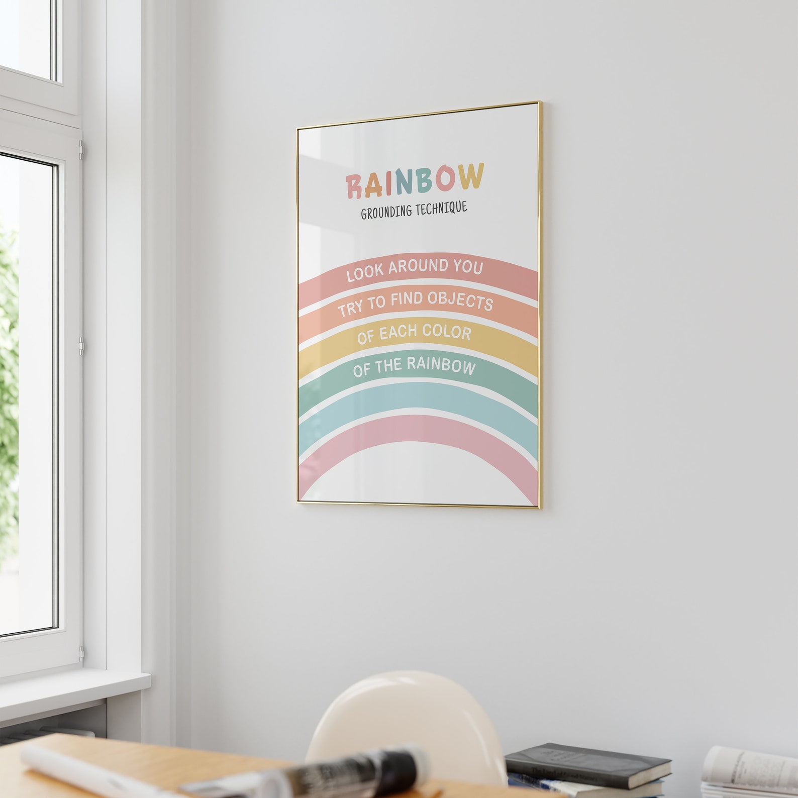Rainbow Technique Poster, Anxiety Grounding, Mental Health, Calm Down ...