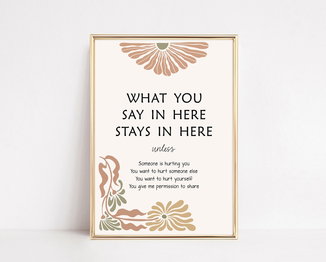 What You Say in Here Stays in Here, Confidentiality Poster, Psychology ...