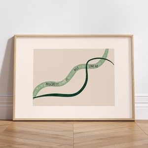 Progress is Not Linear Printable, Mental Health Poster, Positive ...