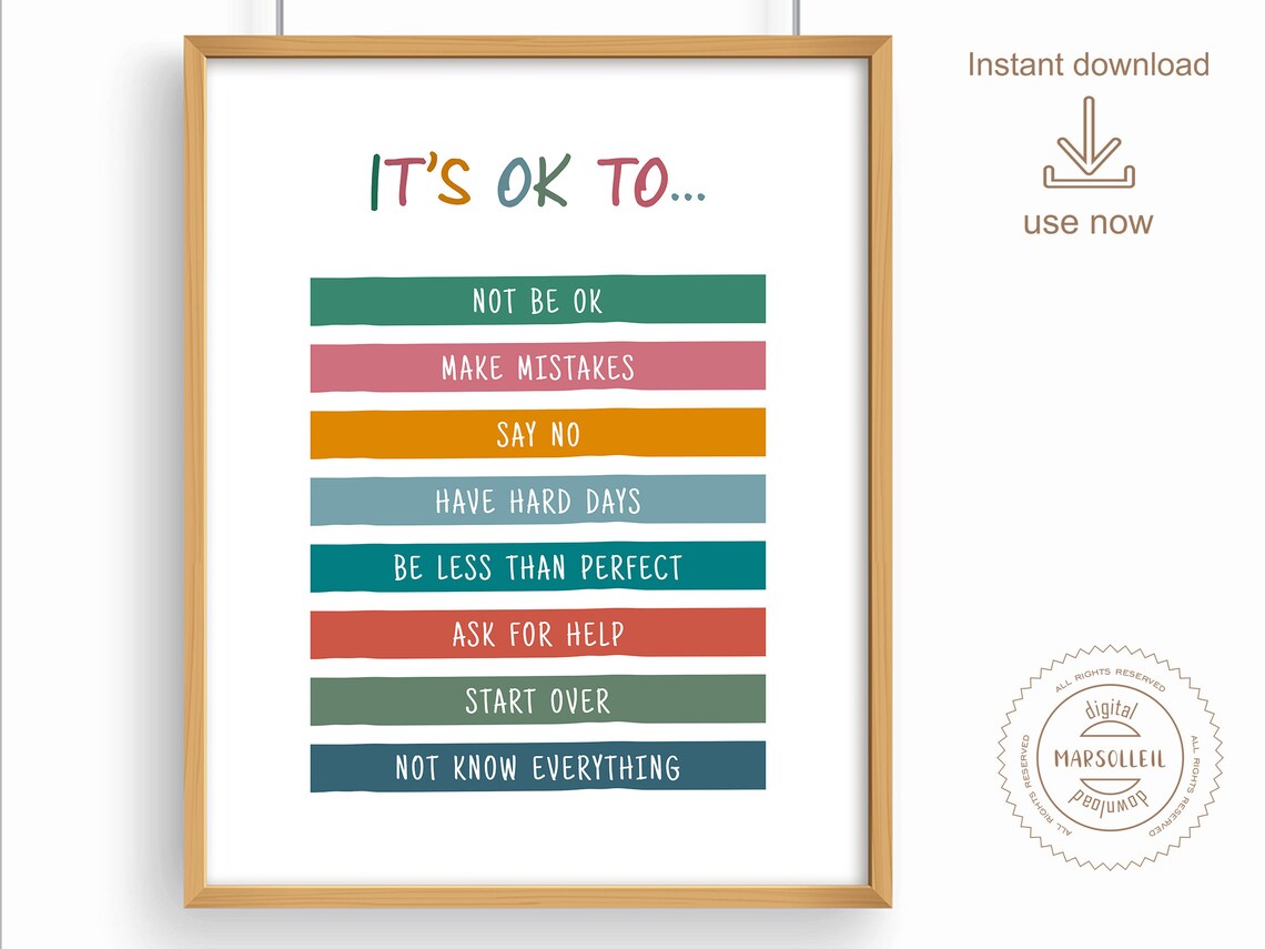 Its OK to Poster Mental Health Its Okay Art Print Its OK - Etsy