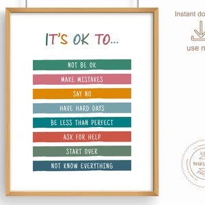 It’s OK to Poster, Mental Health, It’s Okay Art Print, Its OK to Not Be ...