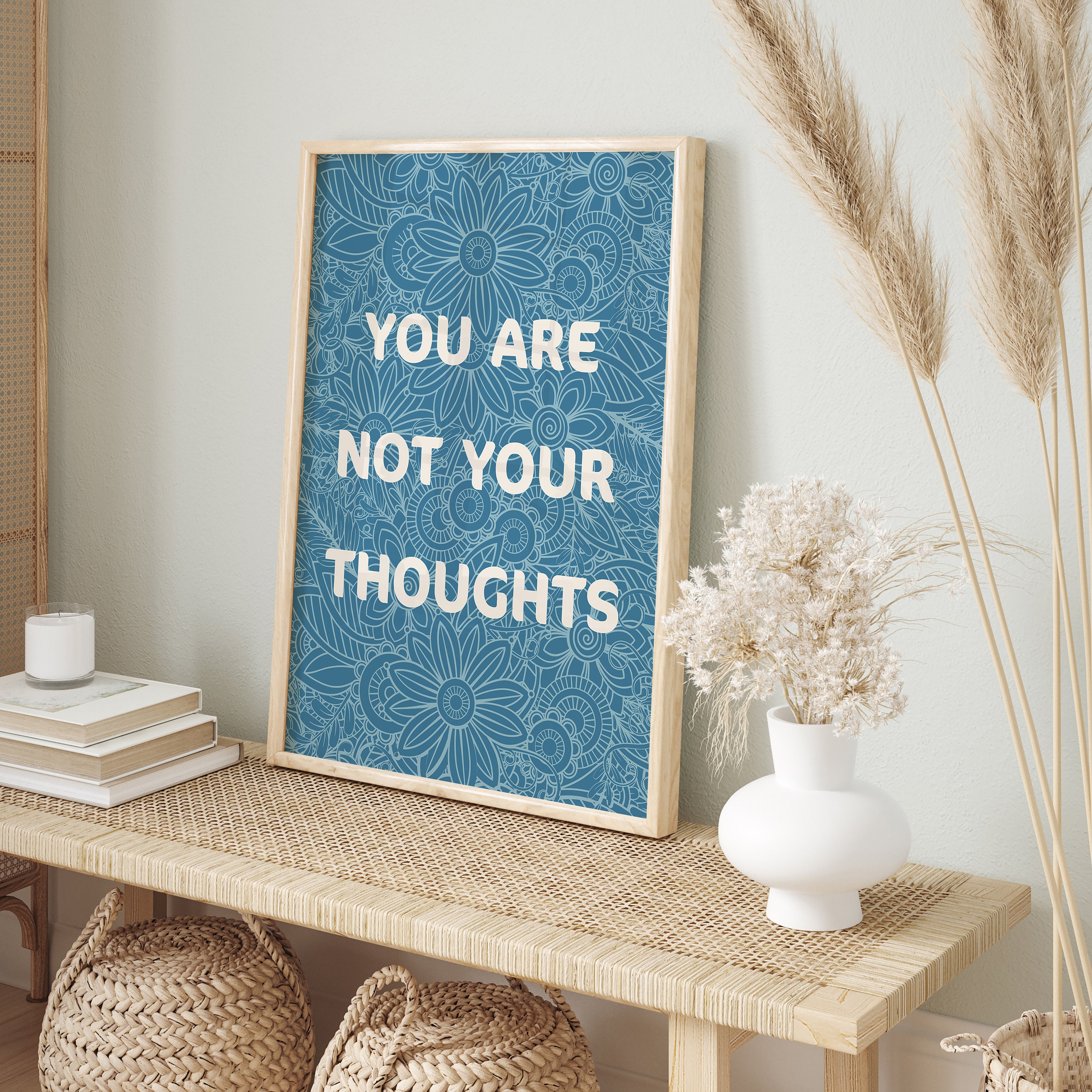 You Are Not Your Thoughts, Mental Health Print, Therapy Office Decor ...