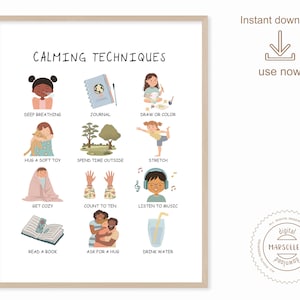 Feelings Poster, Emotions Chart for Kids, Calming Techniques, Calming ...