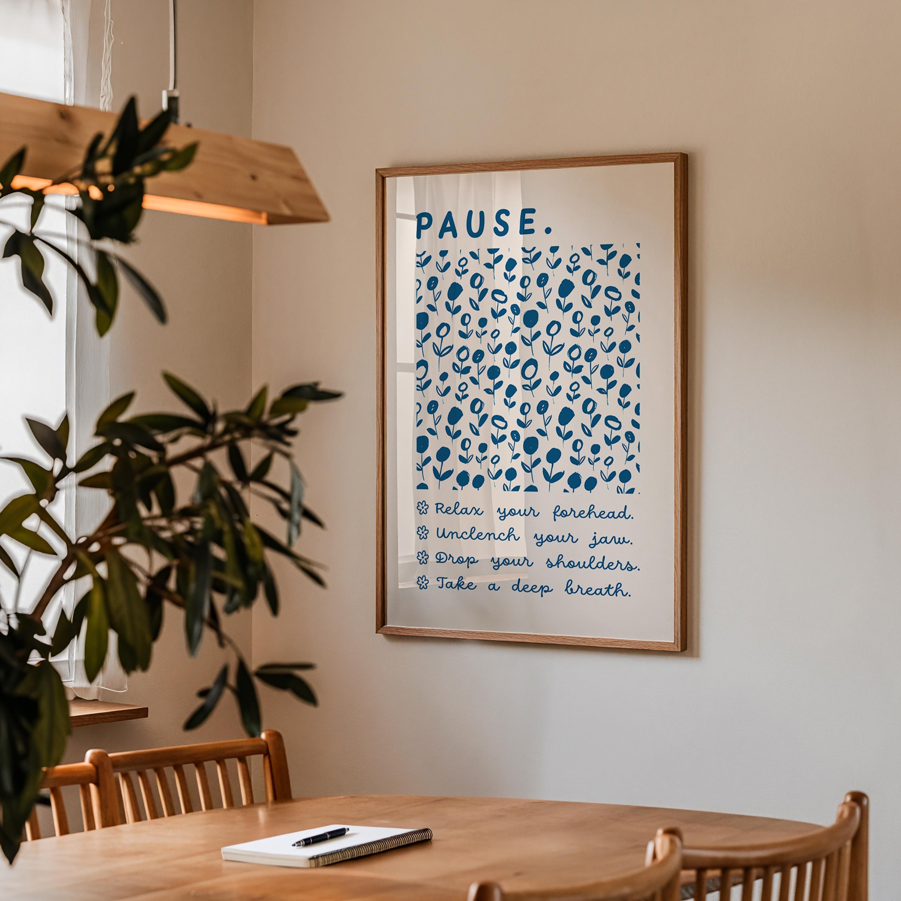 Grounding Technique Poster, Relax Sequence, Anxiety Grounding Print Blue, Therapy Office Decor ...