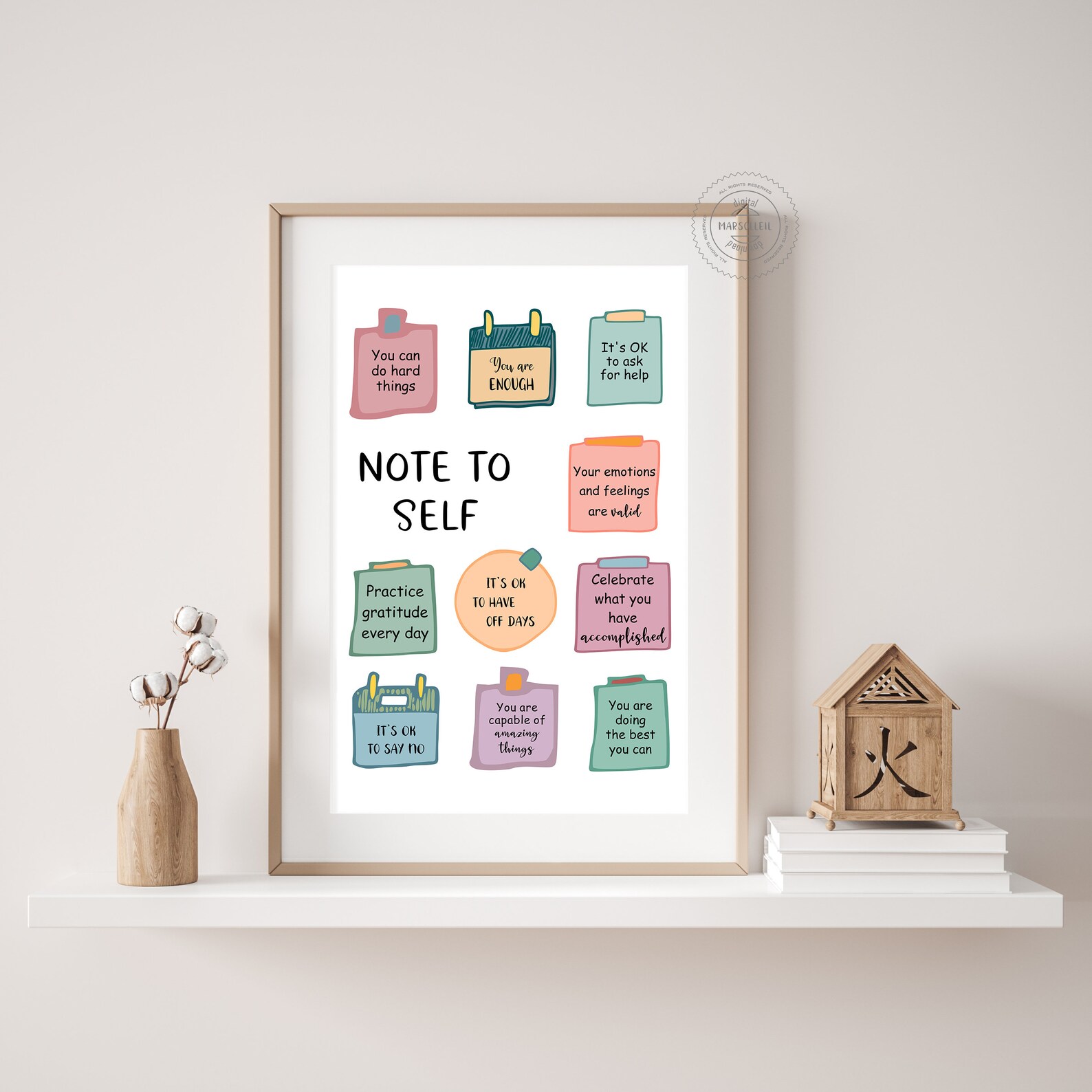 Note to Self Poster Therapy Office Wall Art Mental Health - Etsy