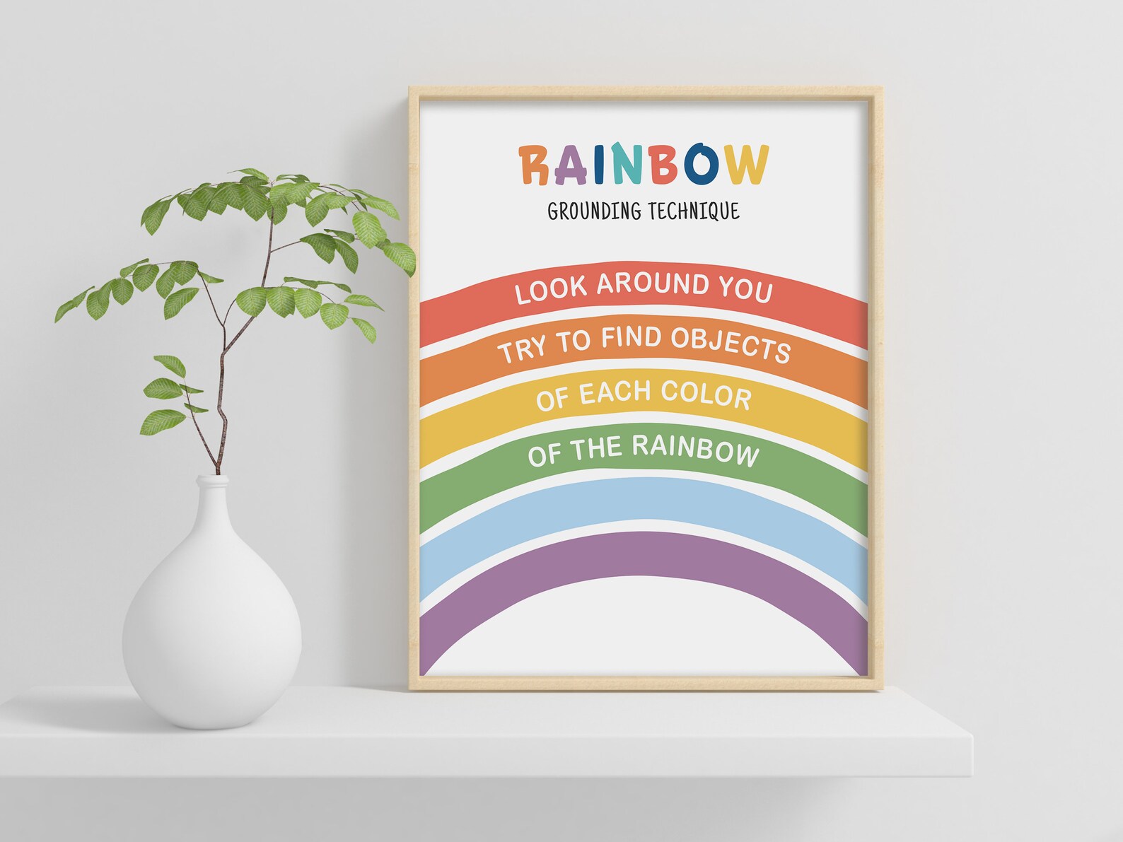 Grounding Technique Rainbow, Anxiety Grounding Poster, Mental Health ...